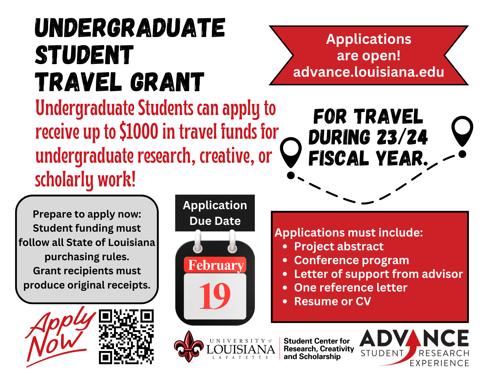 Apply for Undergraduate Student Travel Grant! | Advance Student Research